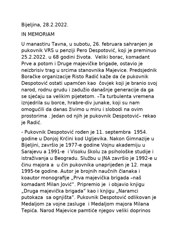 Bijeljina, 28 2 in Memoriam | PDF