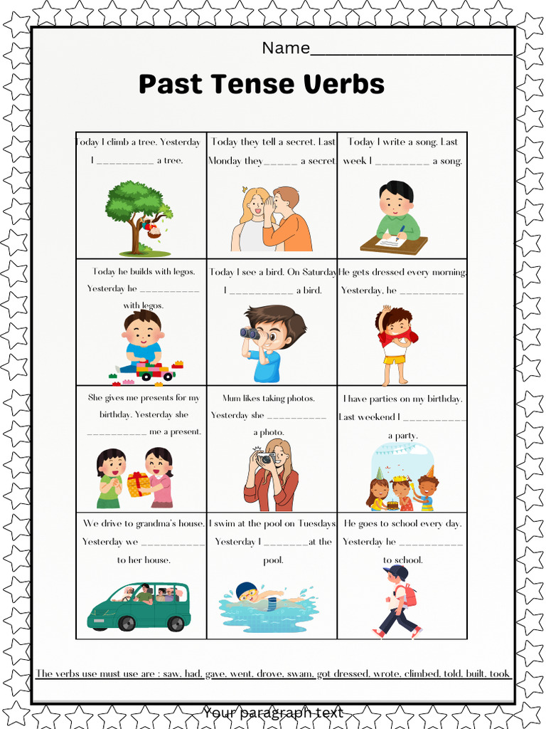 Past Tense Verbs Story Smarties | PDF | Grammar | Linguistics