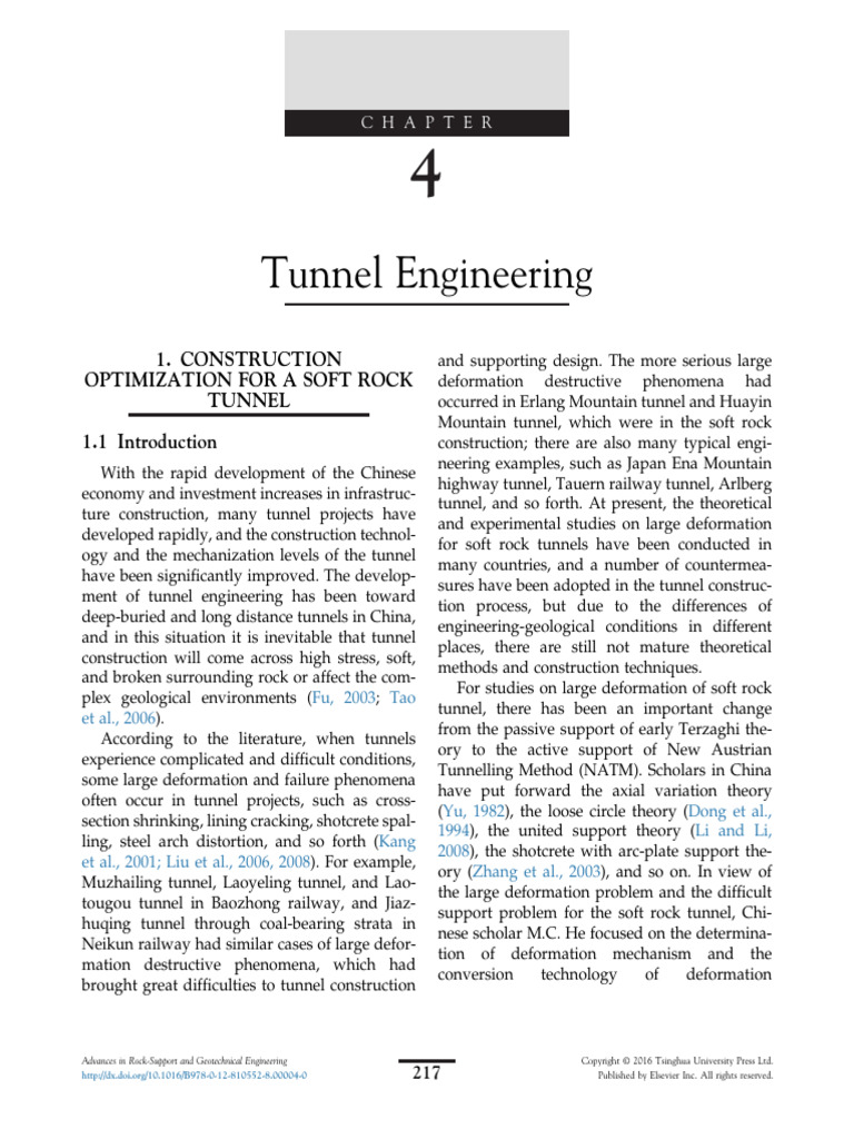 Chapter 4 - Tunnel Engineering | PDF | Rock (Geology) | Stress (Mechanics)