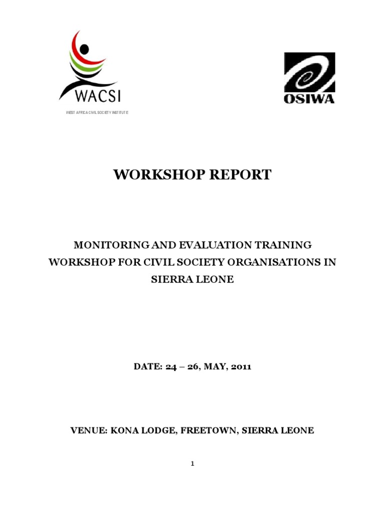 Monitoring and Evaluation Training Narrative Report, Sierra Leone (May ...