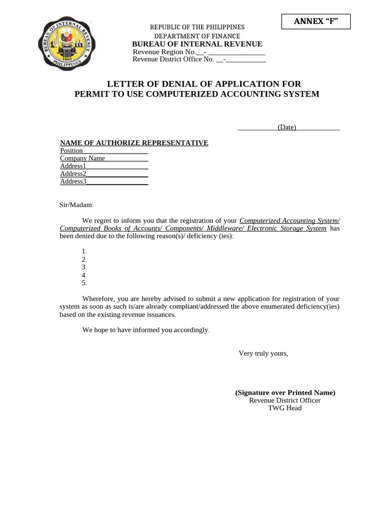 Annex F - Letter of Denial v3 | PDF