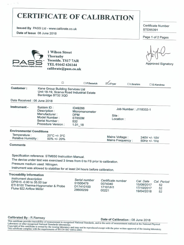 Calibration Certificate | PDF