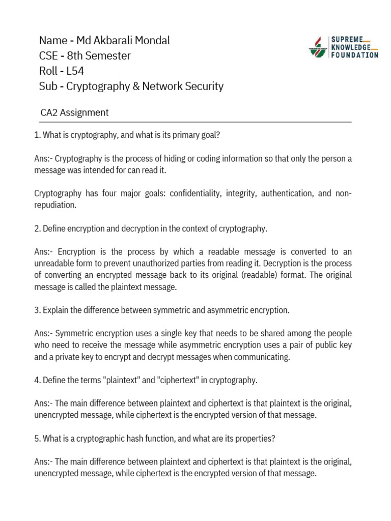 Cryptography Basics for Students | PDF | Encryption | Cryptography