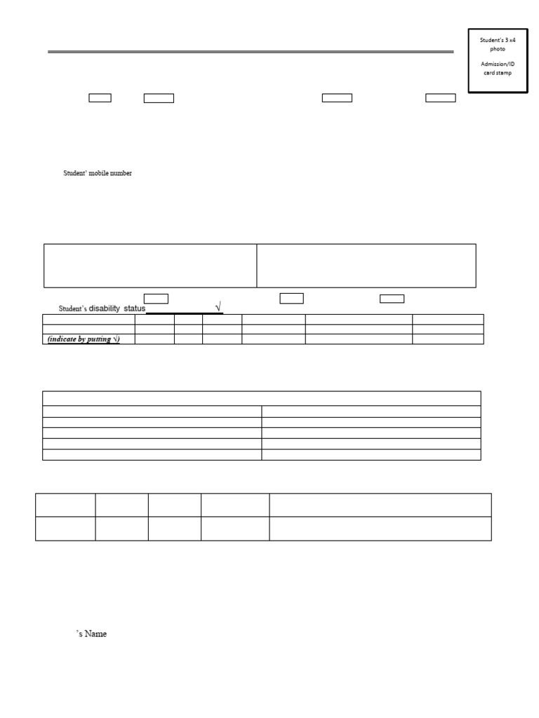 Remedial Student Admission Format | PDF | Disability