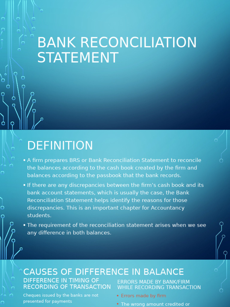 BRS | PDF | Banks | Cheque