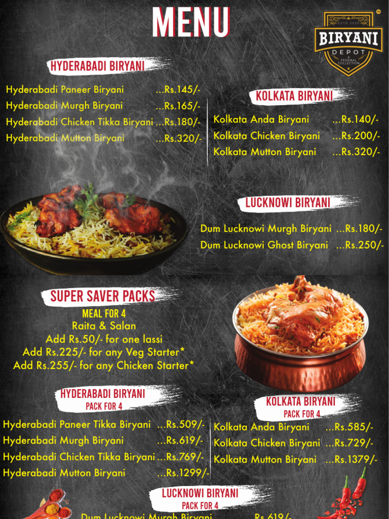 Biryani Depot Menu Card Final 10 05 2021 | PDF | Desi Cuisine | Western ...