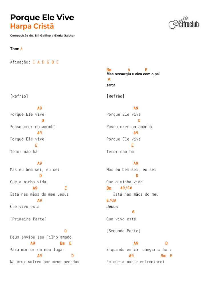 Cifra Club - Harpa Cristã - Porque Ele Vive | PDF