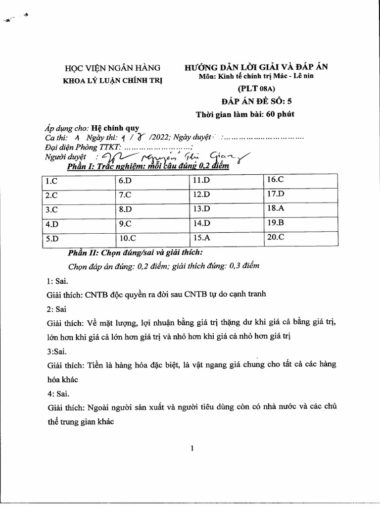 Đề thi KTCT các năm | PDF