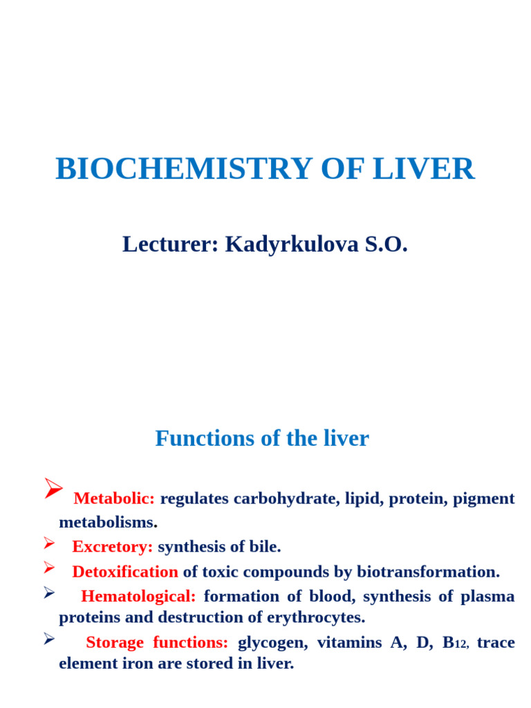 BIOCHEMISTRY OF LIVER | PDF | Glycolysis | Metabolism