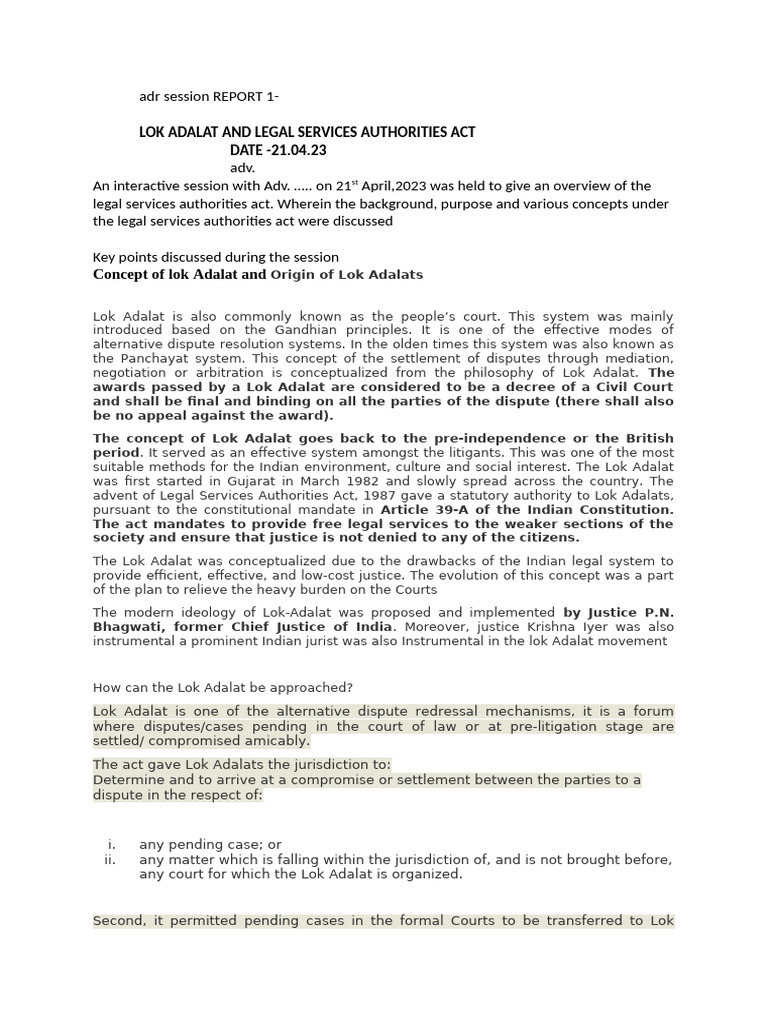 Adr Report-1 Final | PDF | Alternative Dispute Resolution | Judiciaries