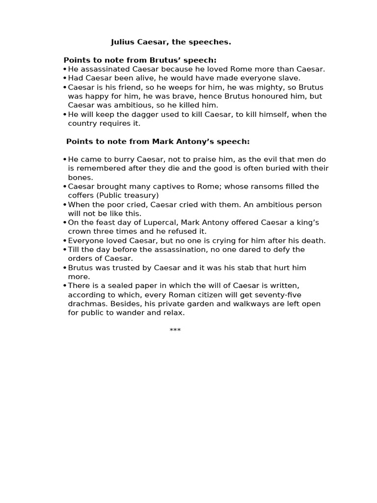 Julius Caesar Speeches | PDF