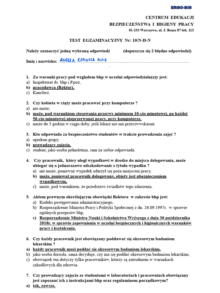 Test BHP Espinosaruiz | PDF