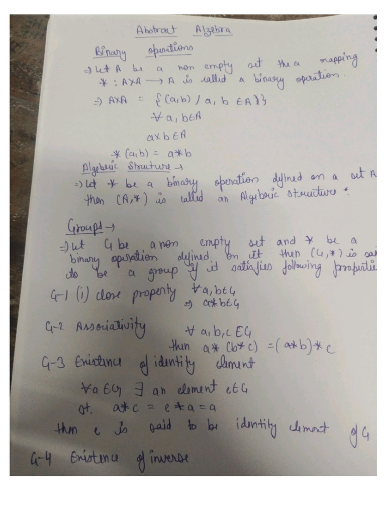 Abstract Algebra Unit 1 | PDF