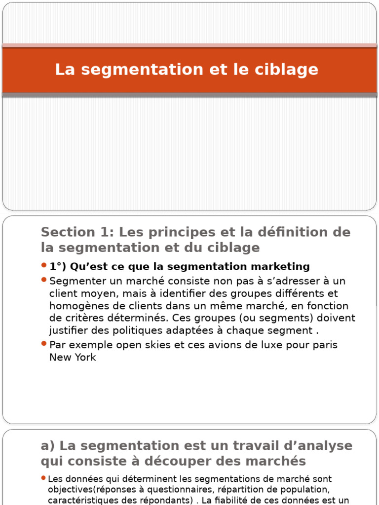 Segmentation et Ciblage Marketing | PDF | Segmentation (marketing) | Commercialisation