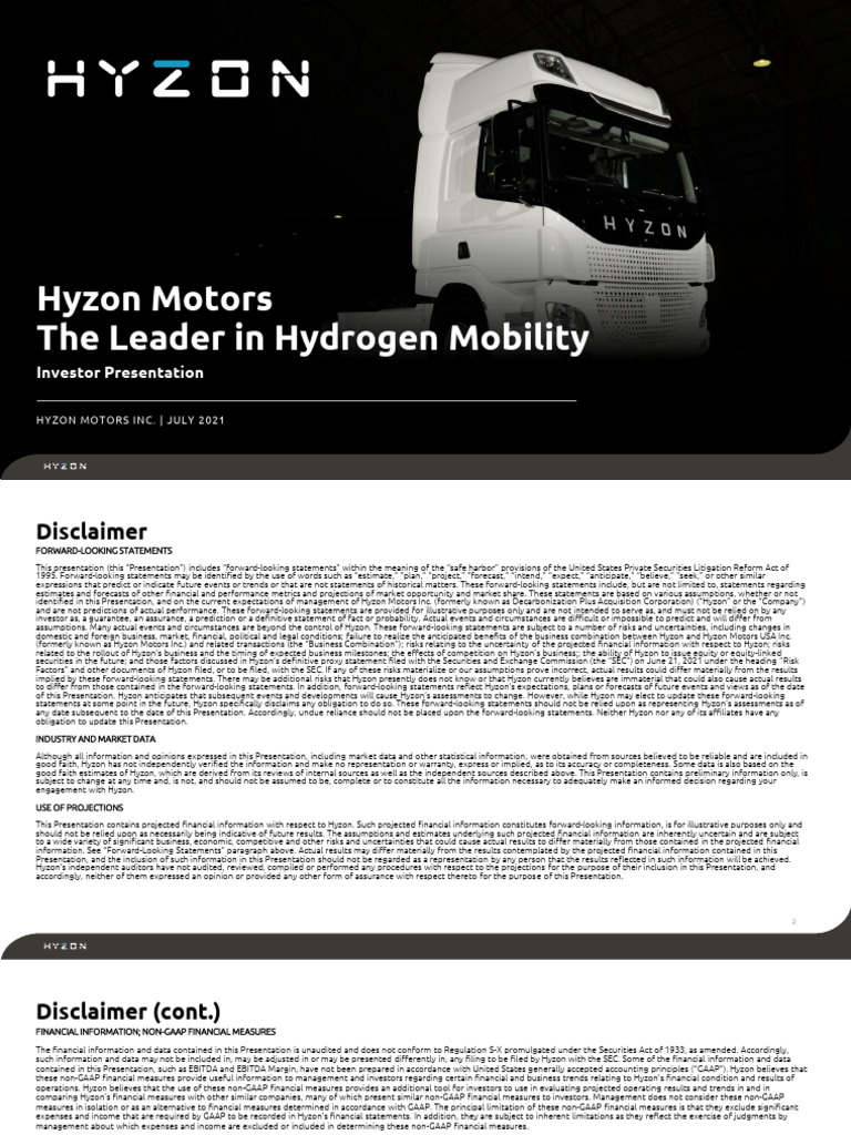Hyzon Motors Investor Presentation 2021 | PDF | Audit | Solar Power