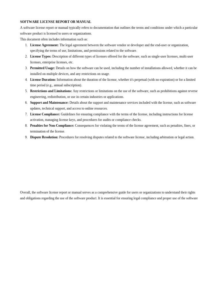 Software License Report or Manual | PDF | Installation (Computer ...