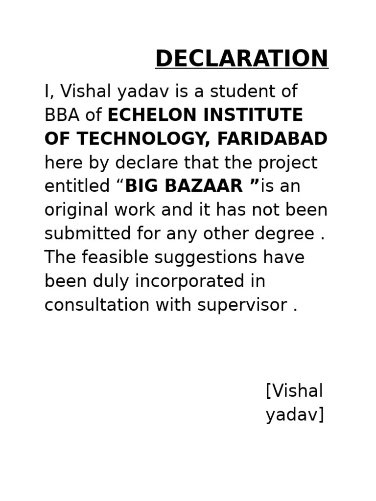 Declaration Vishal | PDF