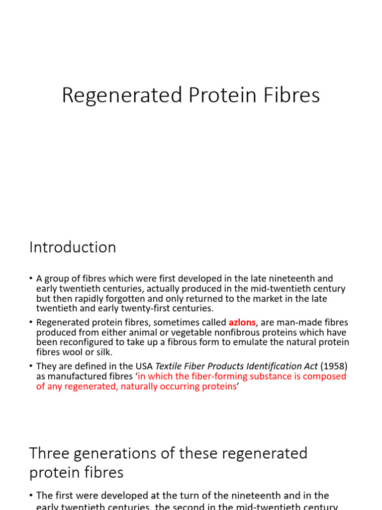Overview of Regenerated Protein Fibres | PDF | Fibers | Textiles
