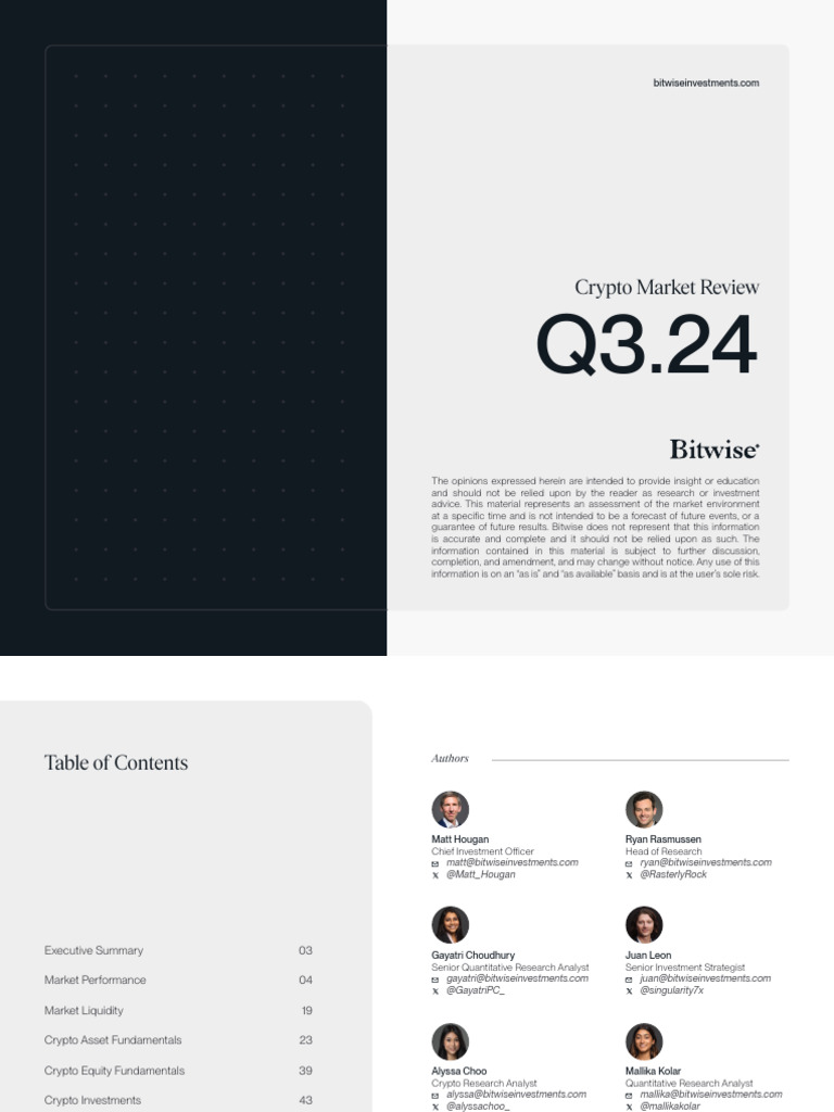 Bitwise Crypto Market Review Q3 2024 | PDF | Exchange Traded Fund | Cryptocurrency
