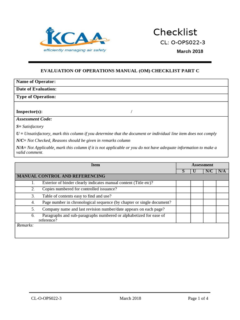 Omc Checklist | PDF | Aviation