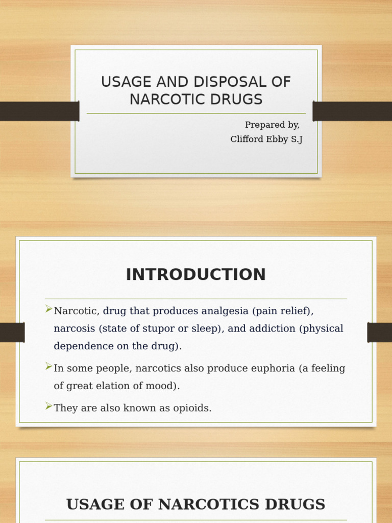 Usage and Disposal of Narcotic Drugs | PDF | Narcotic | Pharmacy