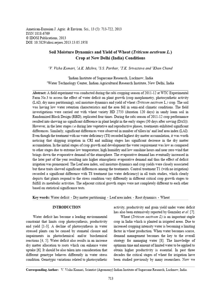 Root Morphology and Yield of Wheat Triti | PDF | Wheat | Soil