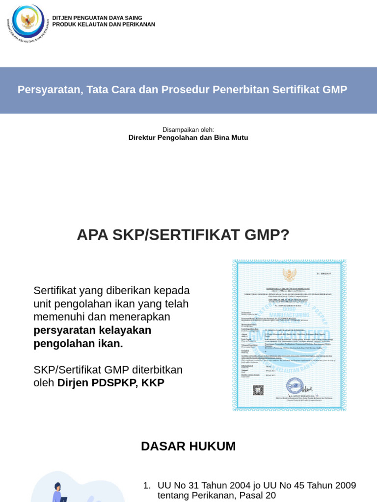Prosedur Sertifikasi GMP Pengolahan Ikan | PDF