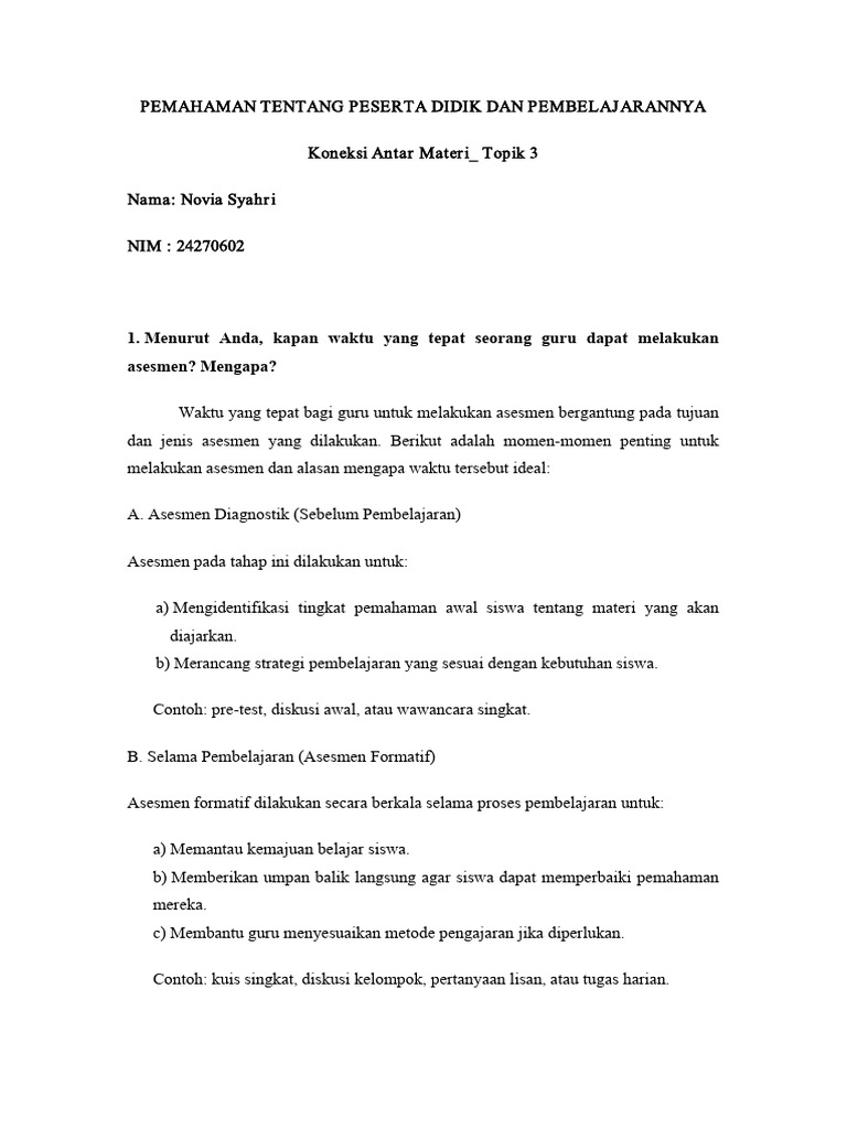 PPDP - KONEKSI ANTAR MATERI - TOPIK 3 - NOVIA SYAHRI (24270602) PDF | PDF