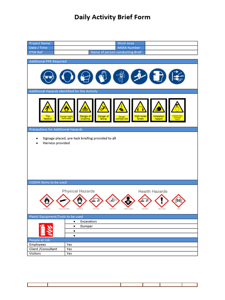 Daily Activity Brief Form | PDF