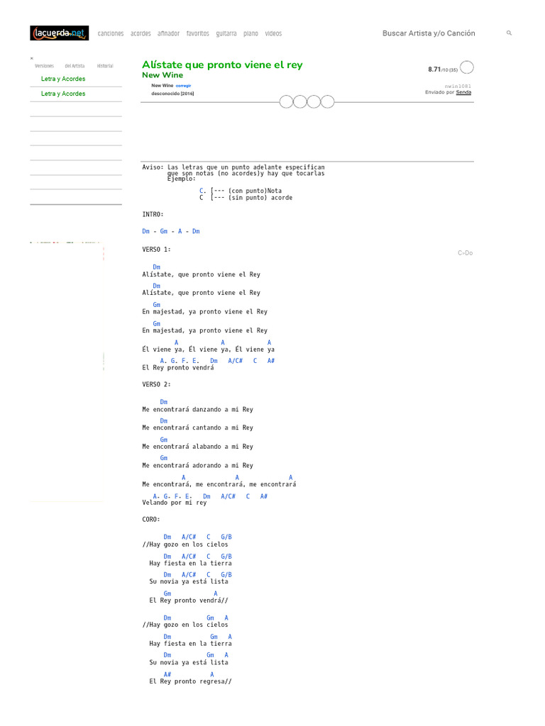 Alistate Que Pronto Viene El Rey | PDF | Acorde (Música) | Grabaciones ...