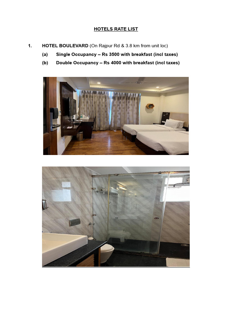 Hotels Rate List | PDF