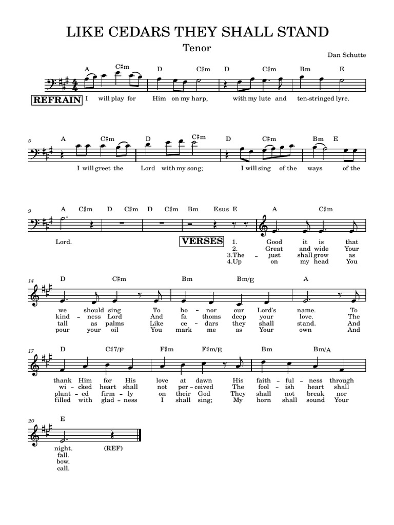 Like Cedars They Shall Stand Tenor | PDF | Chordophones | Musical ...