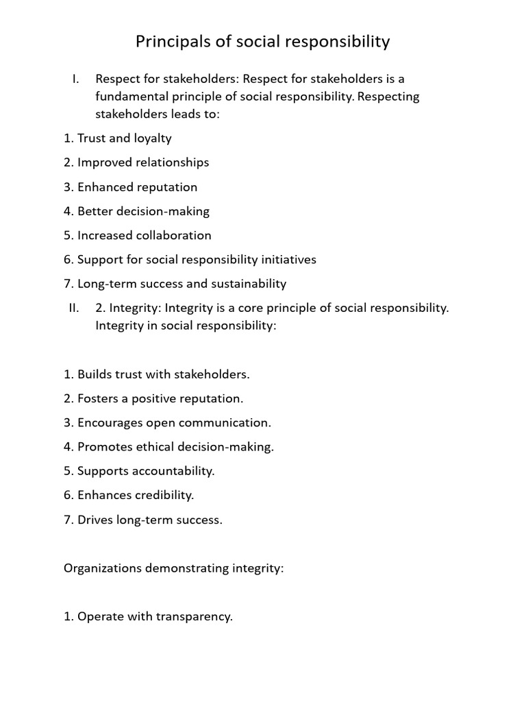 Key Principles of Social Responsibility | PDF | Sustainability | Reputation