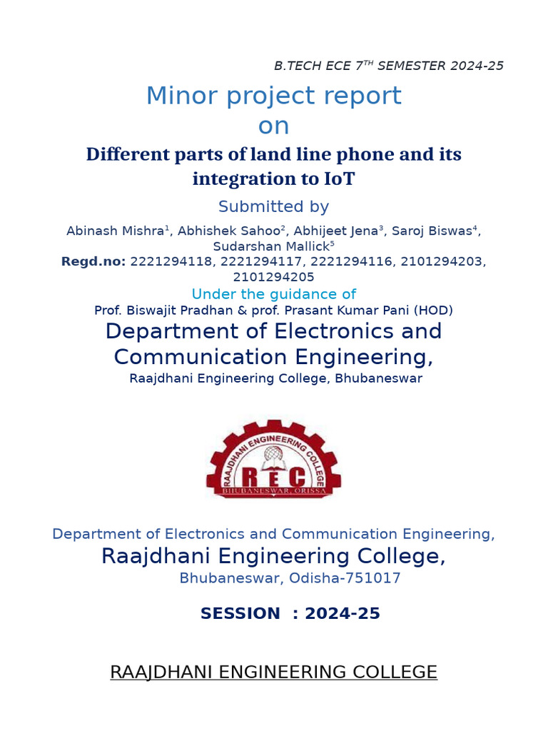 Different Parts of Landline Phone and Integration of Iot | PDF ...