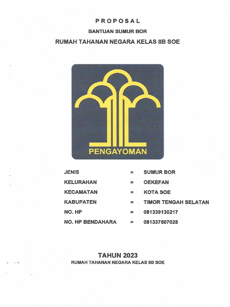 Proposal Permohonan Sumur Bor Rutan SoE | PDF