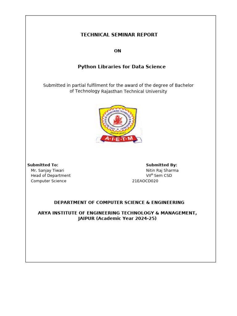 nitin_seminar_report | PDF | Data Science | Machine Learning
