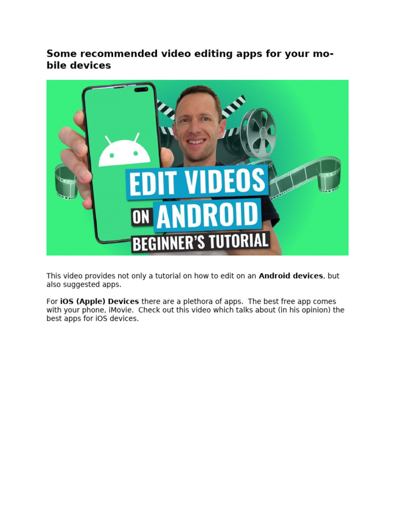 Mobile Video Editing App Guide | PDF