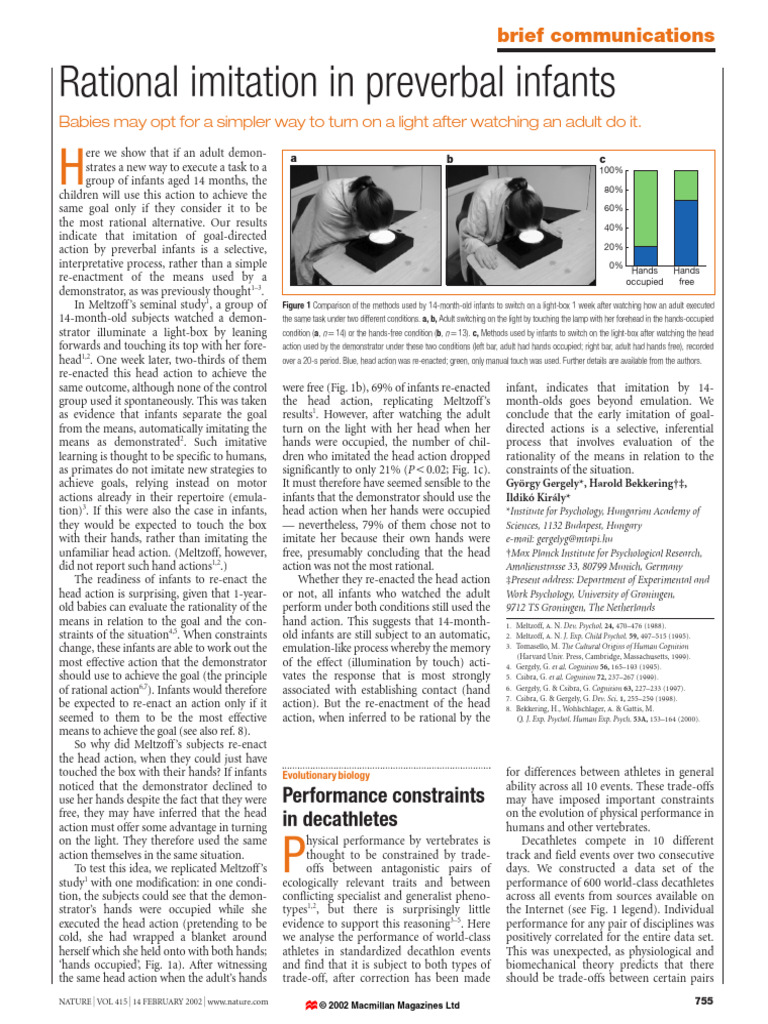 Gergely2002 - Rational Imitation in Preverbal Infants | PDF | Imitation
