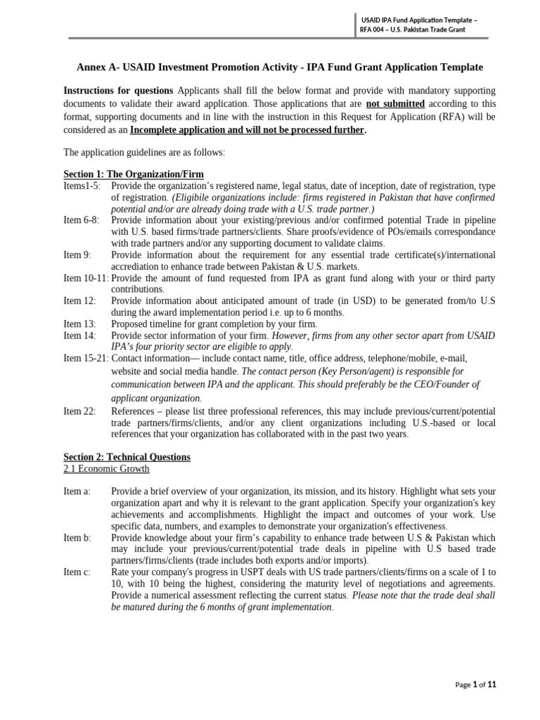 Annex a- IPA Fund Application Form 004 2 | PDF | United States Agency ...