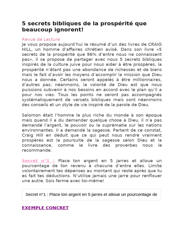 5 secrets bibliques de la prospérité | PDF | Dieu | Moïse