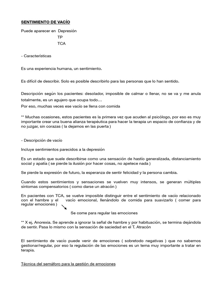 ¿Que Es El Sentimiento de Vacío? | PDF
