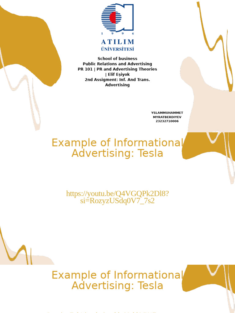 Example of Informational Advertising Tesla | PDF