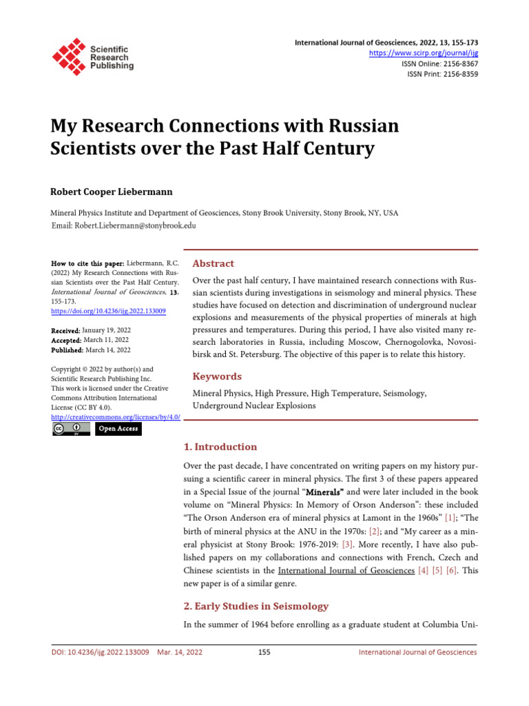 My Research Connections with Russian Scientists | PDF | Earthquakes