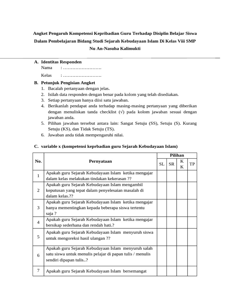 Angket Penelitian | PDF
