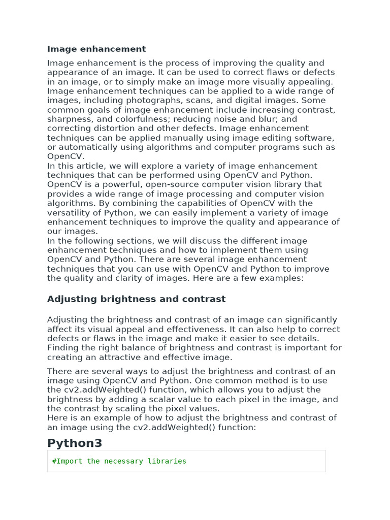 Image enhancement | PDF | Image Editing | Computer Vision