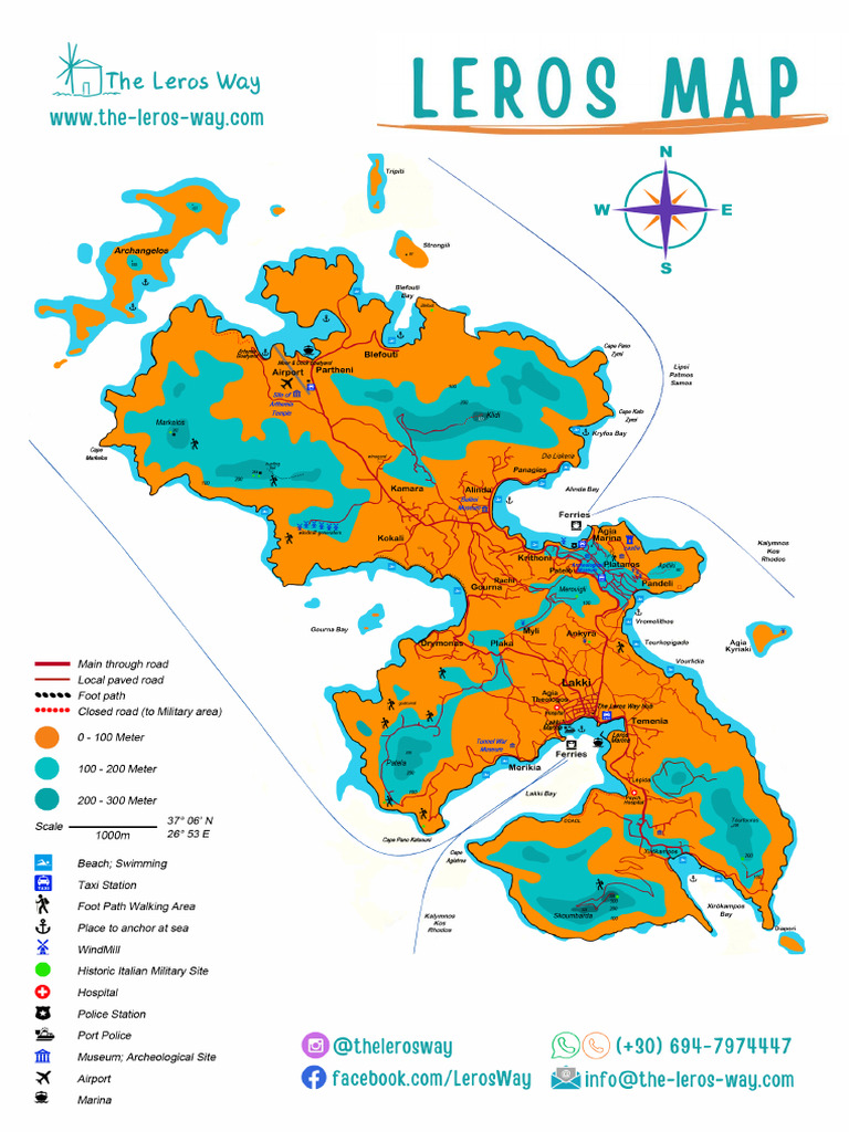 Leros Map Color Print | PDF