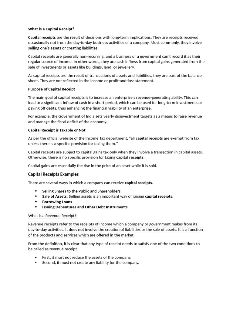 What is a Capital Receipt | PDF | Taxes | Progressive Tax