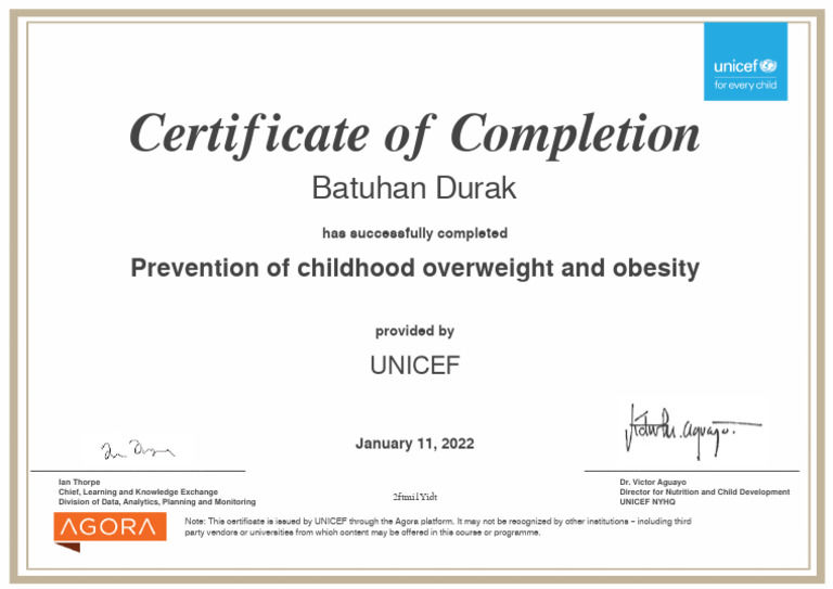 Overweight and Obesity Prevention - Certificate | PDF