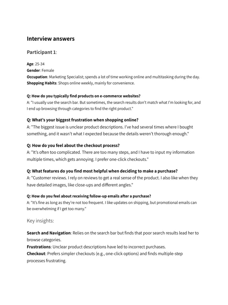 Interview answers | PDF | Online Shopping | Point Of Sale