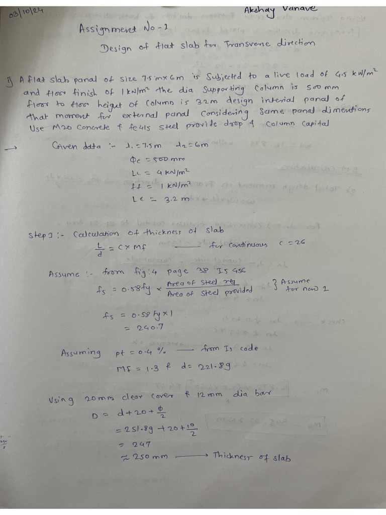 Design of Flat Slab in Transverse Directions | PDF